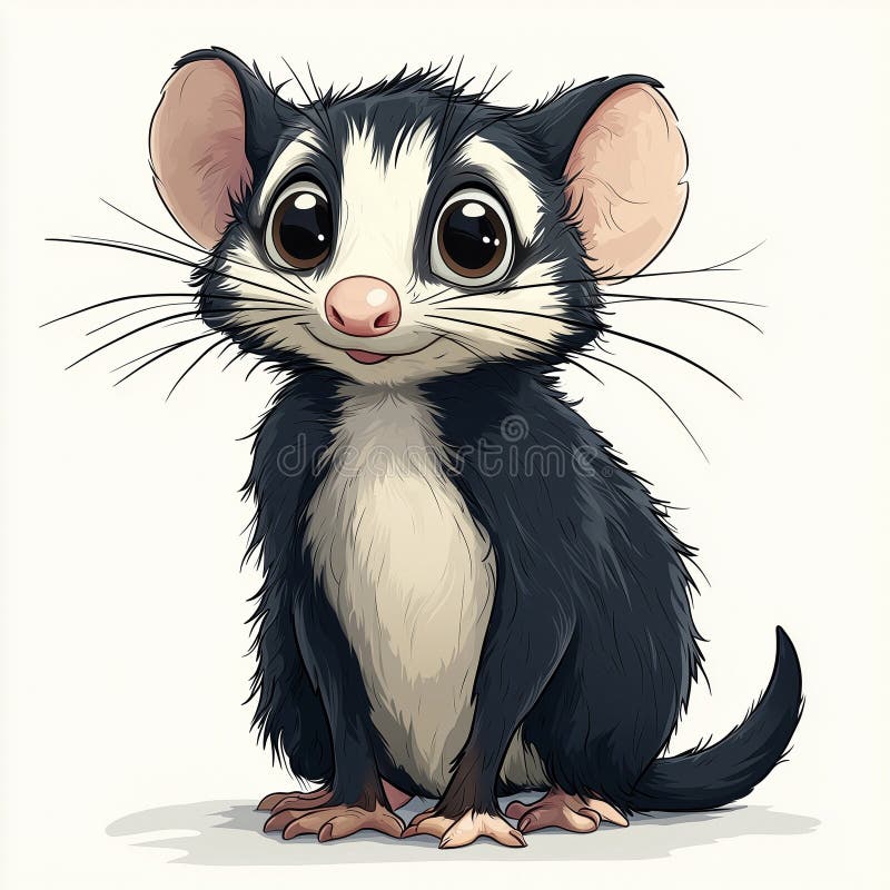 Adorable Cartoon Mouse with Big Eyes and Fluffy Fur Stock Illustration ...