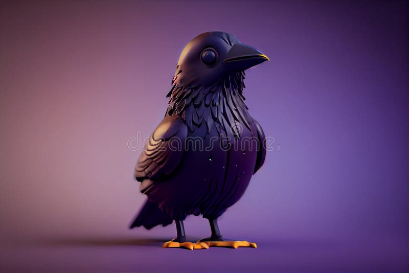 Cute 3D Cartoon Raven Character.generative Ai Stock Illustration ...