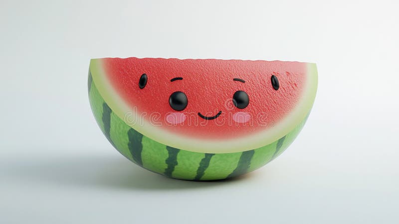 Cute 3d Character Design of Watermelon Slice Stock Illustration ...