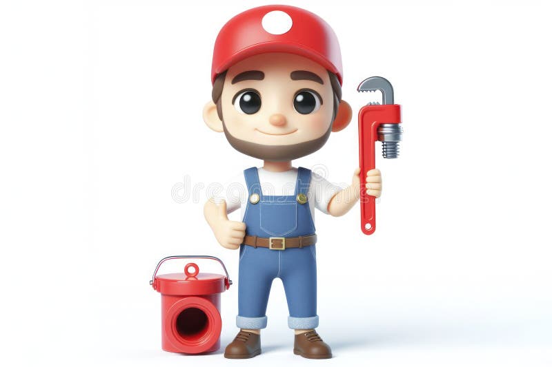 Cute 3d Character Plumber Isolated Solid White Background. Ai ...