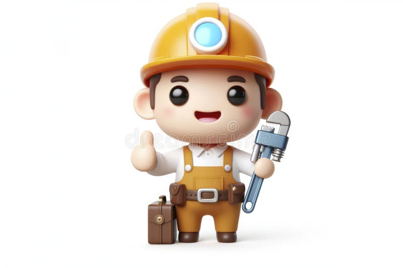 Cute 3d Character Plumber Isolated Solid White Background. Ai ...