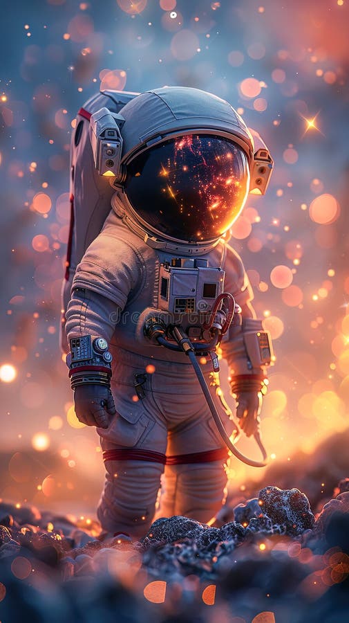 Cute 3D Characters on a Virtual Space Mission Galaxy Backdrop Ideal for ...