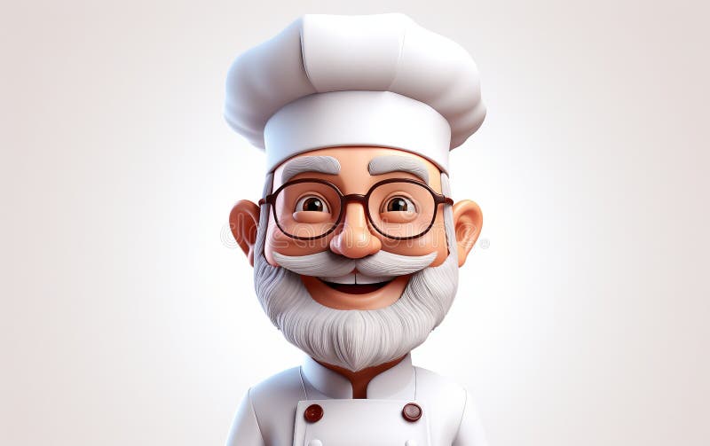 Cute 3D Chef Icon on White. Generative by Ai Stock Illustration ...
