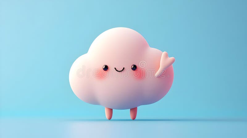 Cute 3D Cloud Character Illustration Stock Illustration - Illustration ...