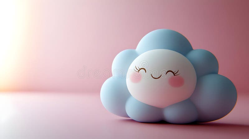 Cute 3D Cloud Illustration, Happy Cartoon Character Stock Illustration ...