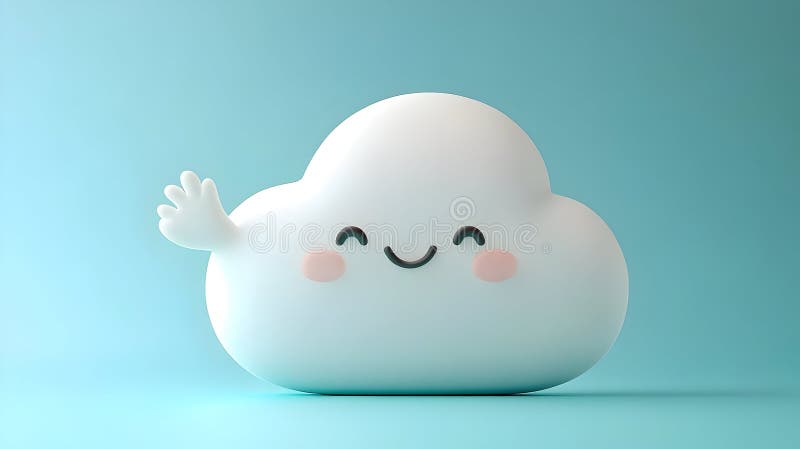 Cute 3D Cloud Illustration Waving Stock Illustration - Illustration of ...