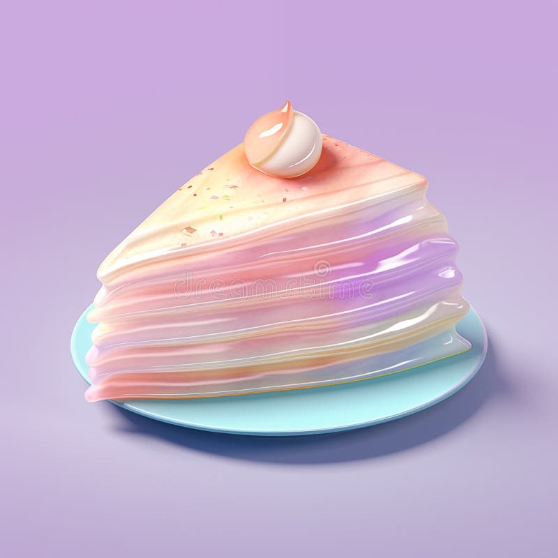 Cute 3D Crepe Cake, Pastel Colors Stock Illustration - Illustration of ...