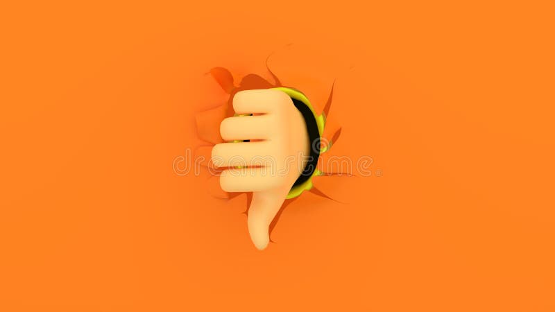 A Cute 3D Disagree Dislike Hand Gesture with Teared Background. Stock ...