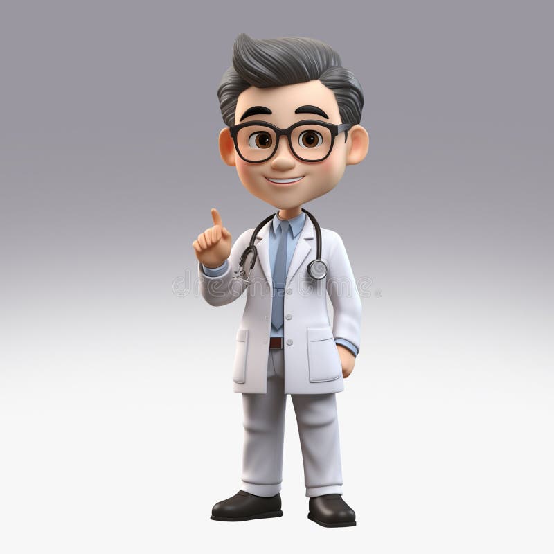 Cute 3D Doctor Character in a White Coat Stock Illustration ...