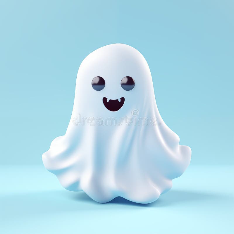 Cute 3d Ghost Cartoon on a Pastel Background Stock Illustration ...