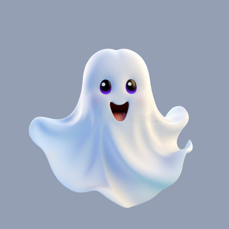 Cute 3d Ghost Cartoon on a Pastel Background Stock Illustration ...