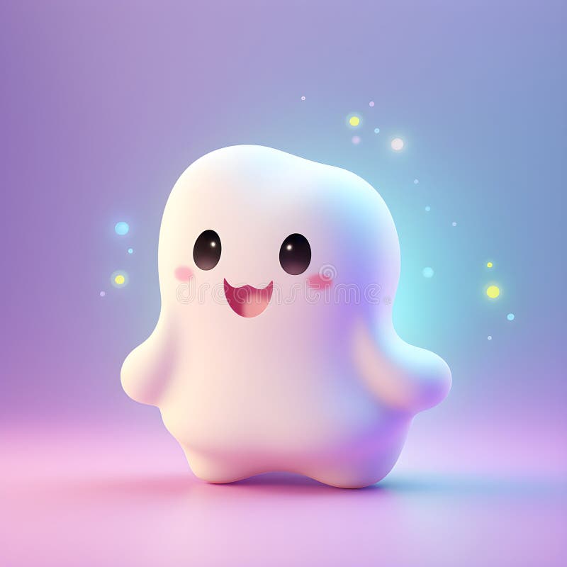 A Cute 3D Ghost Model Pastel Color Wh Flares Dust Stock Illustration ...