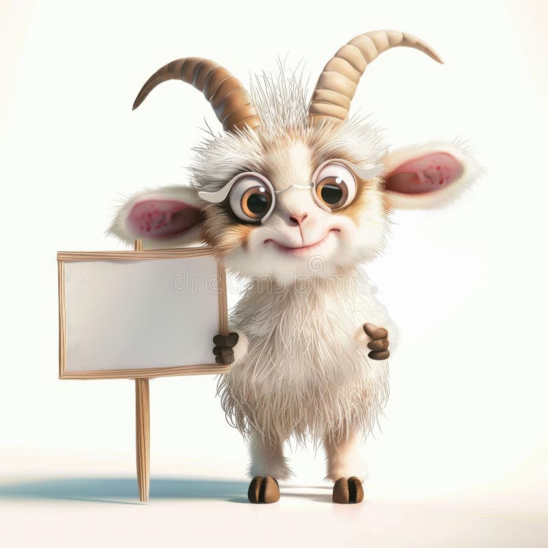 Cute 3D Goat Holding an Empty Sign, Perfect for Spring Designs, Ideal ...