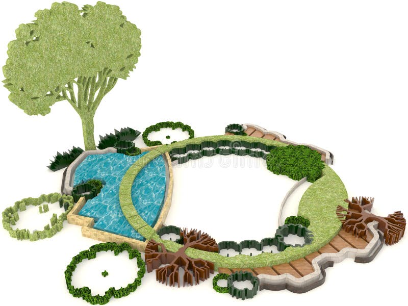 Cute 3D Green Environment Design for Modern Lifestyle Stock ...