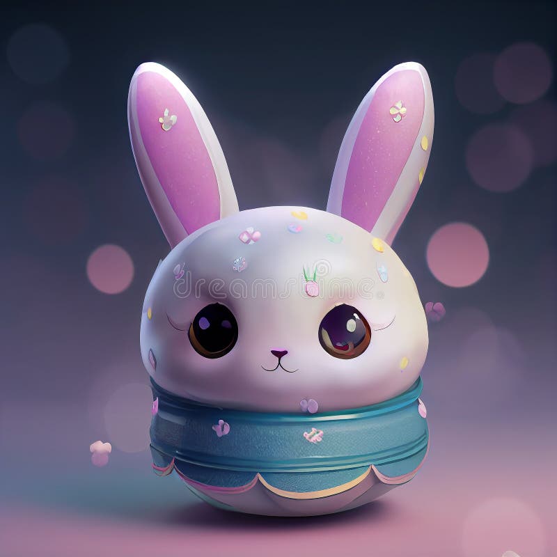 Cute 3d kawaii rabbit stock illustration. Illustration of nice - 266054997