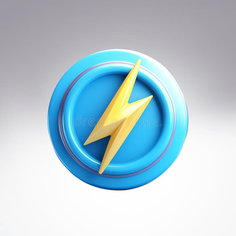 Cute 3d Lightning Icon on White Background Stock Illustration ...