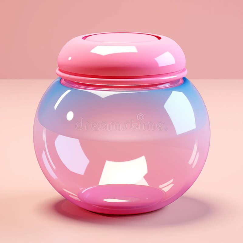 Cute 3D pink clear jar stock illustration. Illustration of growing ...