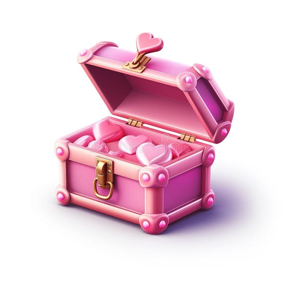 Cute 3D pink treasure box stock illustration. Illustration of secure - 386358671