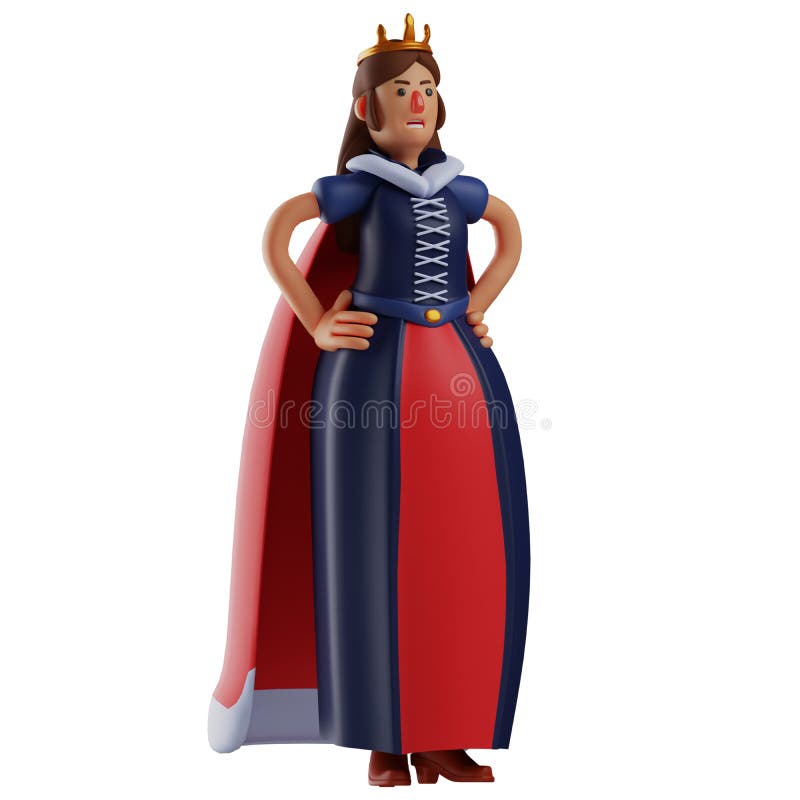 Cute 3D Queen Cartoon Design Has an Elegant Pose Stock Illustration ...