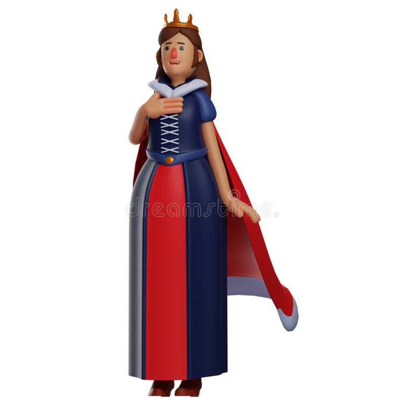 A Cute 3D Queen Cartoon Design with a Humble Expression Stock ...