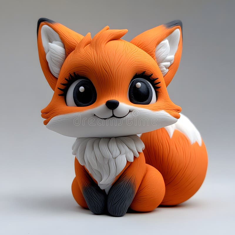 Cute 3D Render of a Fox on a White Background. Ideal for Children S ...