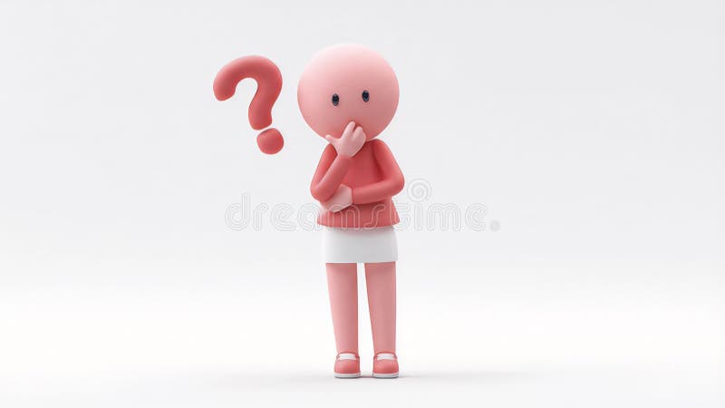 Thoughtful 3D Character with Question Mark, Pondering a Problem Stock ...
