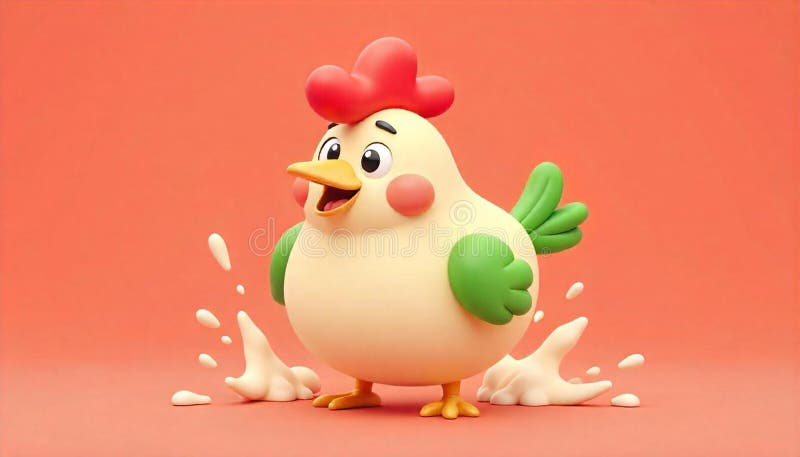Cute 3D Rendered Chicken Against a Red Background Image Stock ...