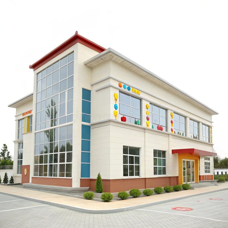 Cute 3D Rendered Educational Building on Transparent Background Stock ...