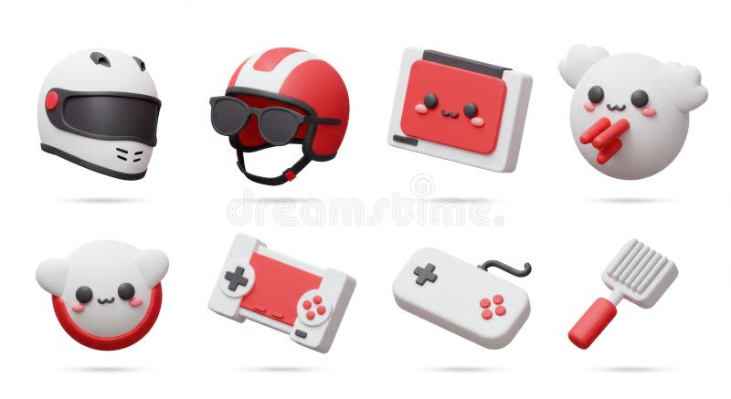 Cute 3D Rendered Game Icons Stock Illustration - Illustration of label ...