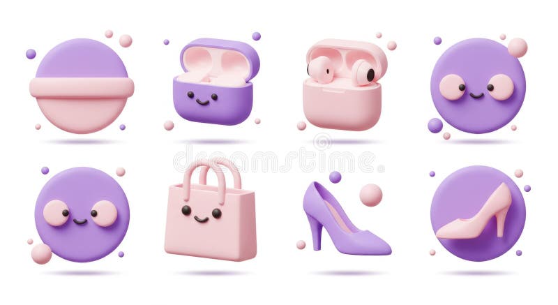 Cute 3D Rendered Items stock illustration. Illustration of earbuds ...