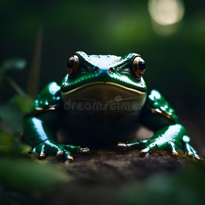 Cute 3d Rendered Ninja Frog in Golden Armor Striking a Fighting Pose in ...