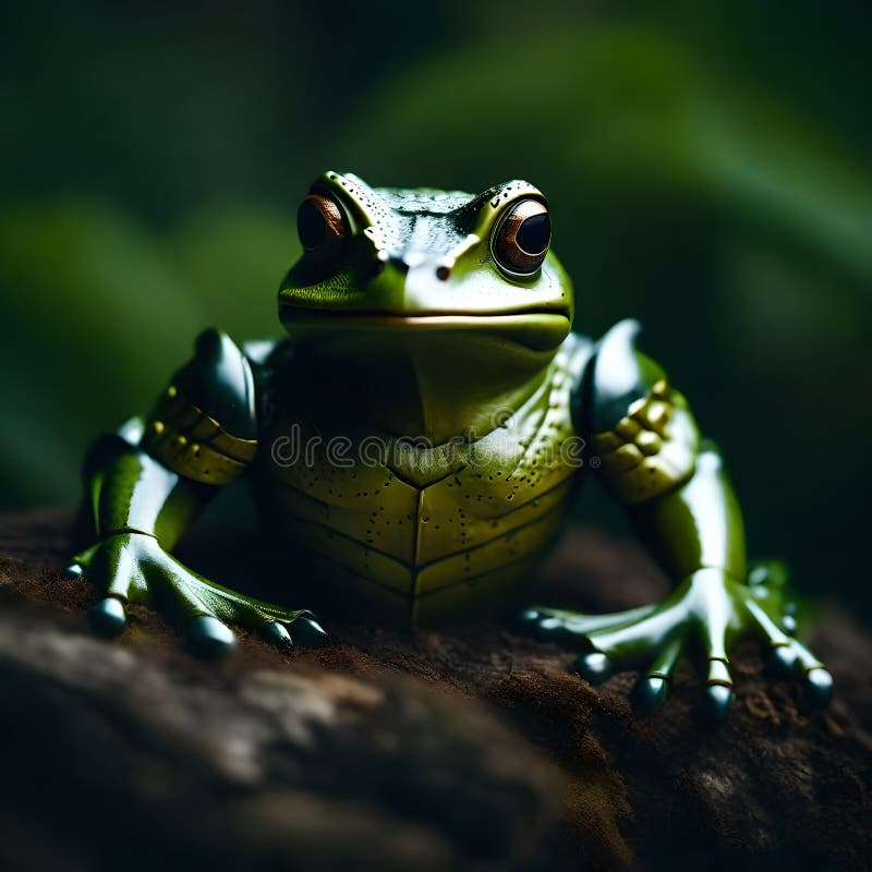 Cute 3d Rendered Ninja Frog in Golden Armor Striking a Fighting Pose in ...