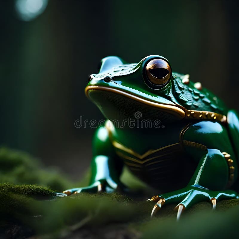 Cute 3d Rendered Ninja Frog in Golden Armor Striking a Fighting Pose in ...
