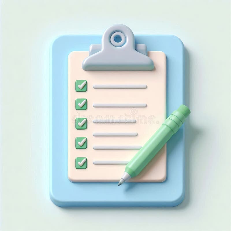 3D Render of Pastel Checklist and Pen Image is Generated Using AI Stock ...