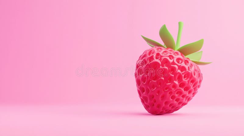 A Cute 3D Rendering of a Pink Raspberry Against a Vibrant Pink ...