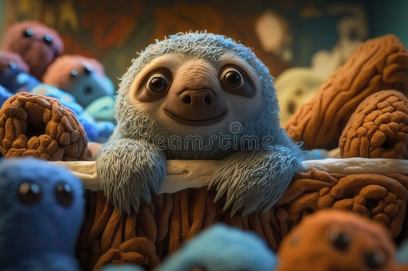 Cute 3D Sloth. Generative AI Stock Illustration - Illustration of ...