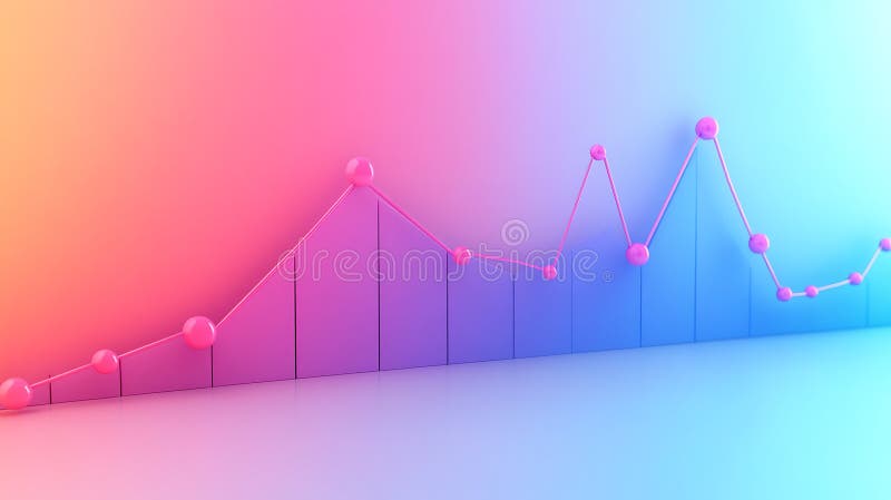 Cute 3D Trendline Graph on a Gradient Color Background Stock ...