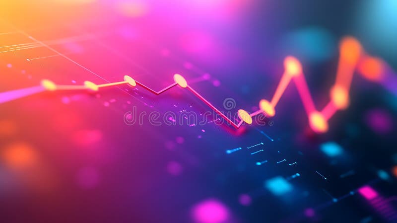 Cute 3D Trendline Graph on a Gradient Color Background Stock ...
