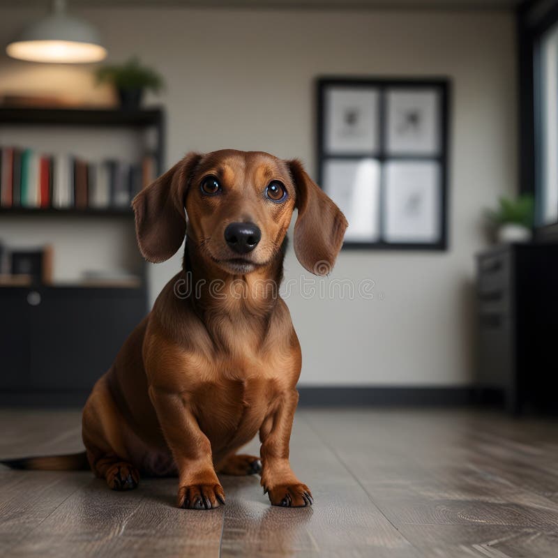 Cute Dachshund in the Office Stock Illustration - Illustration of ...