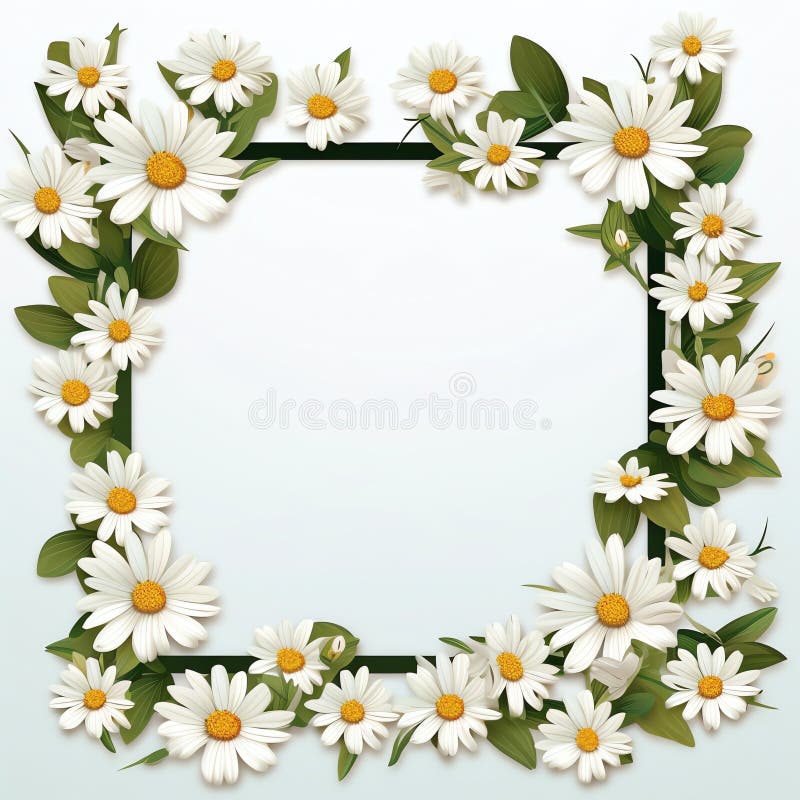 Cute Dainty Daisy Border Floral Frame Watercolor Stock Illustration ...