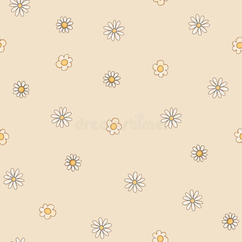 Cute Daisy Flowers Summer Seamless Pattern Stock Illustration ...