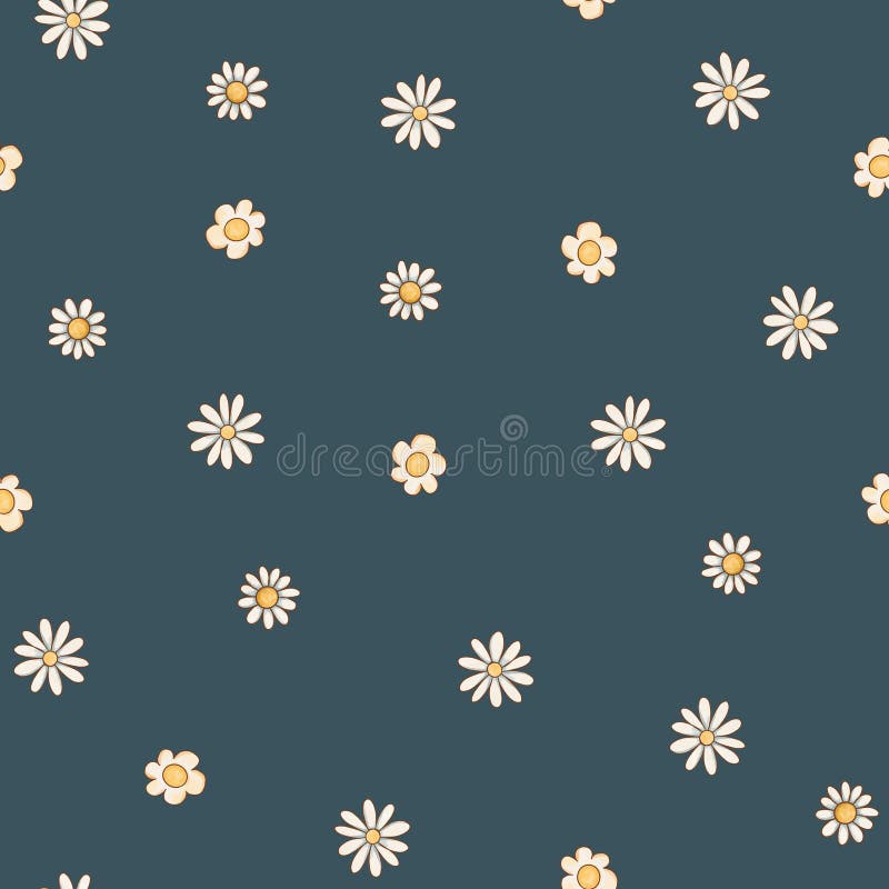 Cute Daisy Flowers Summer Seamless Pattern Stock Illustration ...