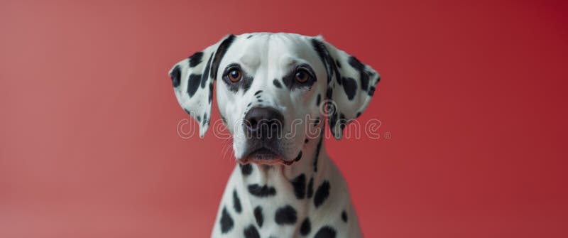 Cute Dalmatian Dog with Bright Red Background in Studio Setting Stock ...