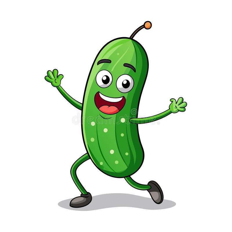 Cute Dancing Cucumber Cartoon Character Stock Vector - Illustration of ...