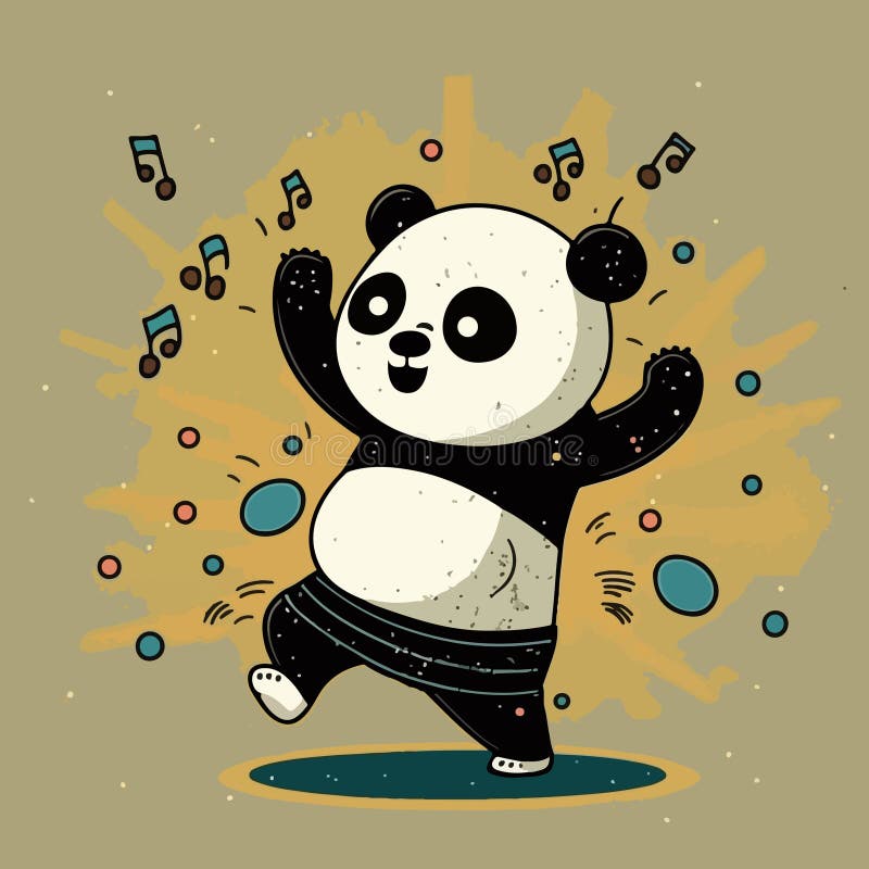 Cute Dancing Panda. Funny and Happy Dancing Panda. Vector Graphics. Illustration for a Child ...