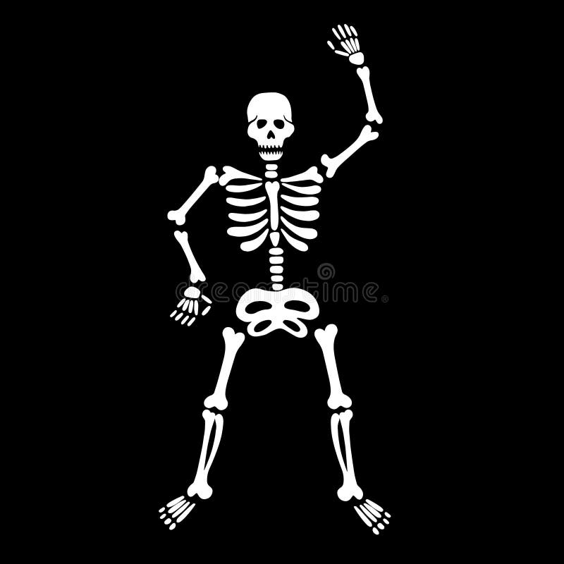 Cute Dancing Skeleton on a Black Background Stock Vector - Illustration ...