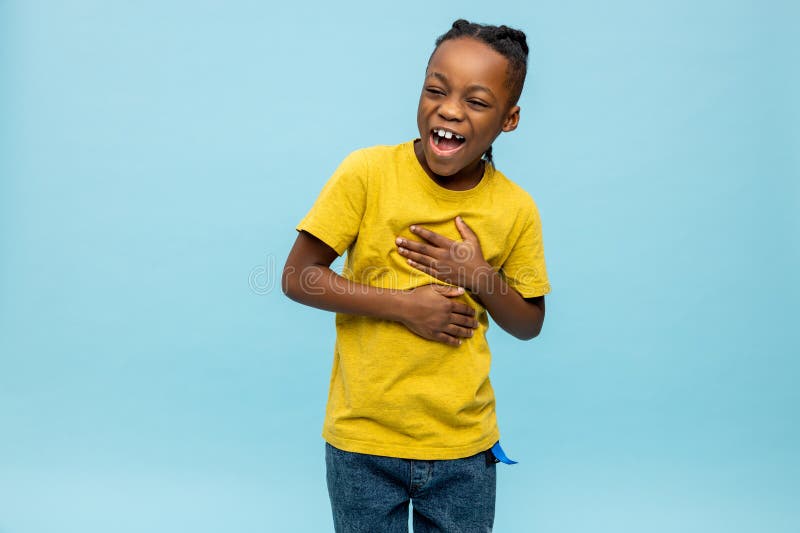 Cute Dark-skinned Boy Laughing Hard and Looking Enjoyed Stock Photo ...