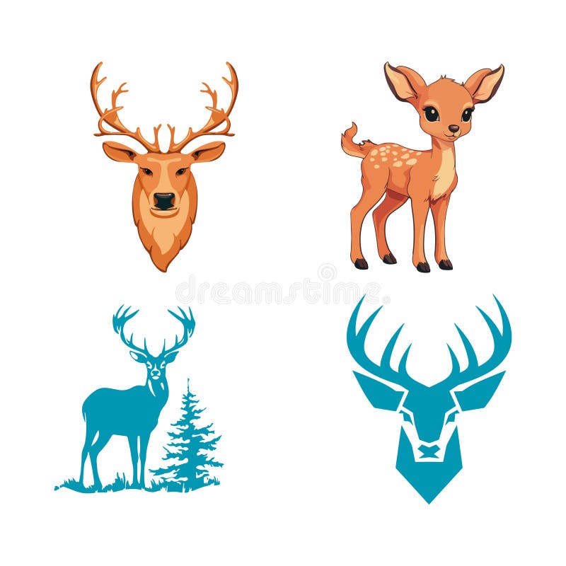 Cute Dear Vector Art Illustration of Cute Roe Deer on White Stock ...