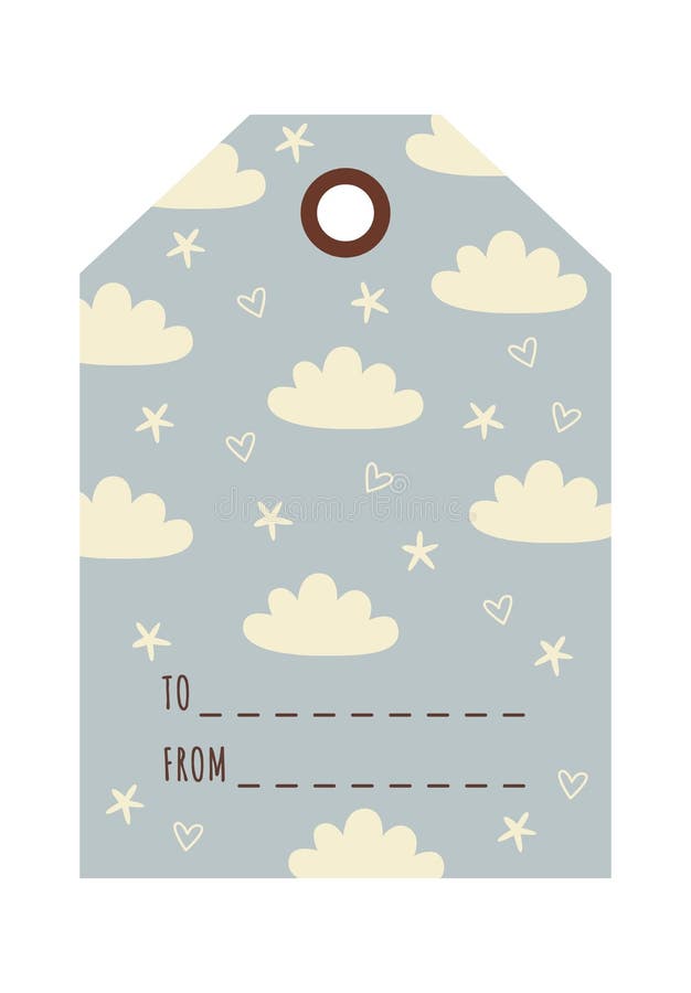 Cute Decorative Clouds on Tag Flat Icon Stock Vector - Illustration of ...