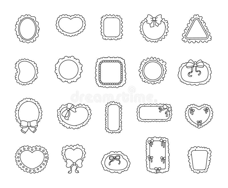 Cute Decorative Lace Frame Set Stock Vector - Illustration of decorative, drawing: 382368299